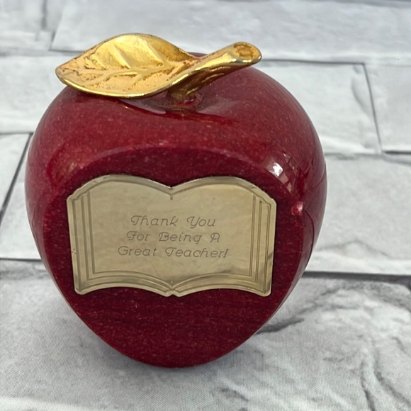 Masters | Other | Teachers Appreciation Marble Red Brass Plate Apple ...
